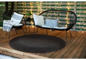 koberec kulatý TIMO 5000 SISAL venkovní rám černý velikost kruh 200 cm | krásné koberce cz