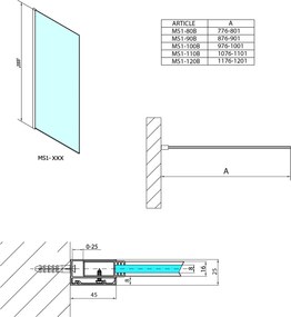 Polysan Polysan, MODULAR SHOWER BLACK stěna pro instalaci na zeď, jednodílná, 800 mm, MS1-80B