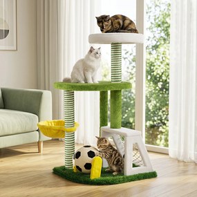 Costway 100 cm škrabadlo ve fotbalovém designu kočičí věž s houpací sítí