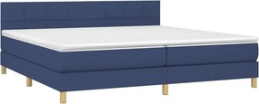 Box spring postel s matrací a LED modrá 200x200 cm textil 3133747