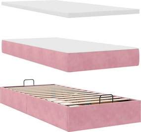 Osmanský rám postele s matrací růžová 200x200cm samet 3311272