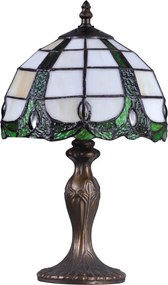 KEJO Vitrážová skleněná stolní lampa WITRAŻ, 1xE14, 40W, 20cm, kulatá, zelená K-G082166