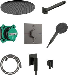 Hansgrohe Raindance Alive S - Sprchový set s termostatem pod omítku, průměr 30 cm, 3 proudy, kartáčovaný černý chrom 24630340
