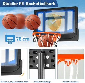 Costway Basketbalový stojan 90/158-210 cm výškově nastavitelný – modrý