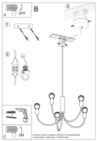 Lustr Piccolo 3, černé tělo svítidla