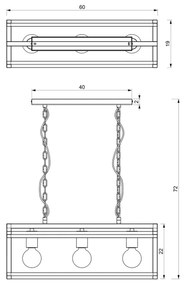 Lustr na řetězu ARNOLD 3xE27/60W/230V černá