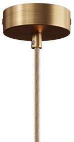 creative cables Závěsná lampa s textilním kabelem a dvojitým stínidlem Tub-E14, dřevo a kov Barva: Neutrální-matná měď