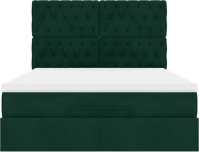 Osmanský rám postele s matracemi tmavě zelená 140x200cm samet 3313550