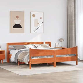 Rám postele s čelem voskově hnědý 200x200 cm masivní borovice 3307034