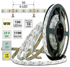 ML-126.367.60.9-03200.3100X05 AKCE - LED pásek SMD2835 WW, 120LED/m, 14W/m, 1190lm/m, IP20, DC 24V 3,2m - McLED