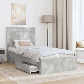 Rám postele s čelo Betonově šedá 100 x 200 cm Kompozitní dřevo 3410353