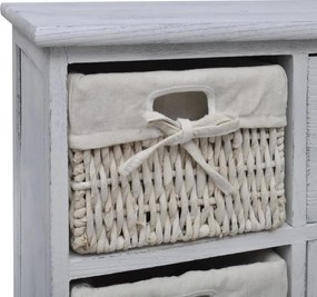 vidaXL Dřevěná skříňka se 3 pletenými košíky [240794] Barva: Bílá