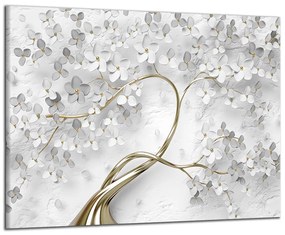 Obraz na plátně Zlatý strom s bílými květy 3005AX