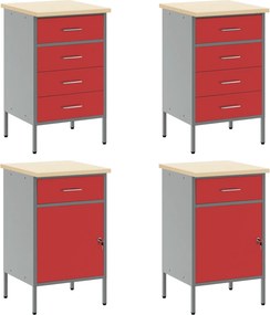 Sada pracovní skříně se zásuvkou s úložištěm 10 ks Červená 3321493