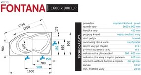 Santech FONTÁNA 160 x 90 cm SAFON160P vana akrylátová pravá