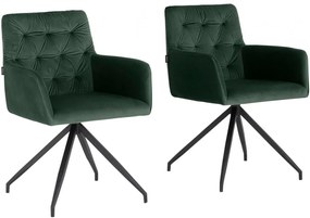 Danish style Jídelní židle Aashay (SADA 2 ks), samet, zelená