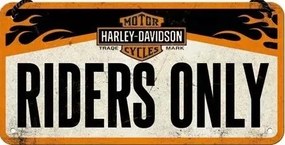 Plechová cedule Harley-Davidson - Riders Only, (20 x 10 cm)