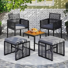 Costway 5 ks. Rattan garden furniture set including 2 chairs s cushions a stool