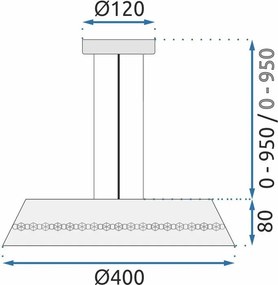 Toolight Toolight, LED závěsné svítidlo Cristal 20W APP1028-CP, černá, OSW-01233