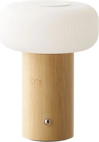 Bílá/v přírodní barvě bambusová stolní lampa s plastovým stínidlem (výška 18 cm) Stafford – House Nordic