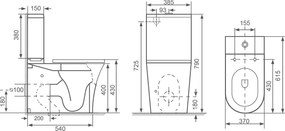 Bruckner Bruckner, DARIO RIMLESS WC kombi mísa s nádržkou, spodní/zadní odpad, bílá, 201.437.4