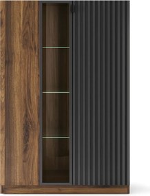 Vitrína s LED osvětlením Radium 15 91 cm ořech Columbia/černá