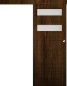 posuvné interiérové dveře na stěnu vasco doors SANTIAGO model 5 Průchozí rozměr: 70 x 197 cm, Orientace dveří: Levé dveře, Dekor: Ořech muškátový