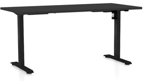 Výškově nastavitelný stůl OfficeTech A, 160 x 80 cm, černá podnož, černá