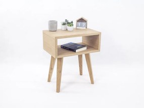 Dřevěný noční stolek s policí LUNA ONE Kvalita dřeva: 2. Kombinace dubového masivu a dýhované DTD desky