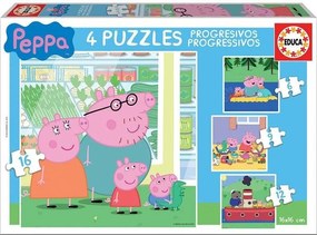 Puzzle educa puzzle prasátko pepina 4v1 (6,9,12,16 dílků)
