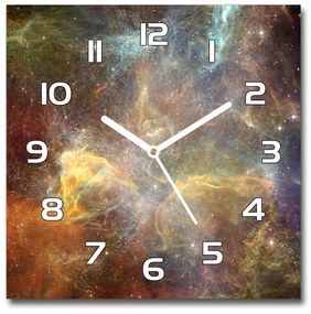 Wallmuralia Skleněné nástěnné hodiny čtverec Vesmír 30x30 cm