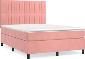 Box spring postel s matrací růžová 140x190 cm samet 3143144
