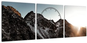 Obraz skalnatého pohoří (s hodinami) (90x30 cm)