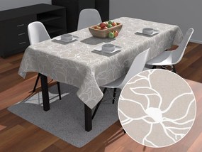 Biante Bavlněný obdélníkový ubrus Sandra SA-270 Bílé designové květiny na béžovém 100x140 cm