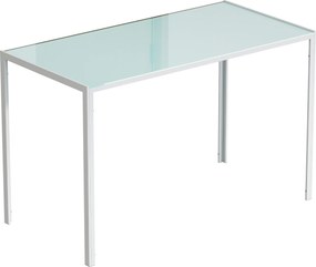 HOMCOM Skleněný Jídelní Stůl Obdélníkový pro 4-6 Osob s Metalickými Nohami Multifunkční do Kuchyně a Obývacího Pokoja 120x60x75 cm Bílý