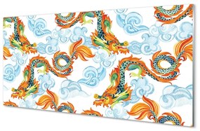 Obraz na skle Japonské barevné draky 100x50 cm