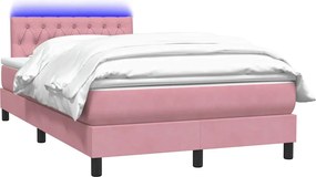 Box spring postel s matrací a LED růžová 120x220 cm samet 3317216