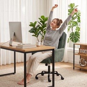 HOMCOM Kancelářská židle do home office, počítačová židle se širokým sedákem, středně vysoká opěradla, vzhled lnu, tmavě zelená