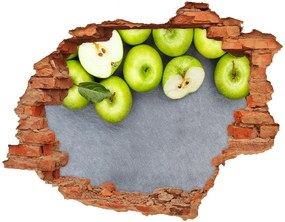 Wallmuralia Nálepka 3D díra Zelená jablka 90x70 cm