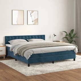 Box spring postel s matrací tmavě modrá 160x200 cm samet 3141555