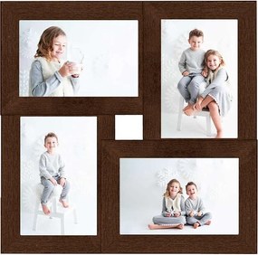 Kolážový fotorámeček na 4 obrázky (13 x 18 cm) tmavě hnědý MDF 332771