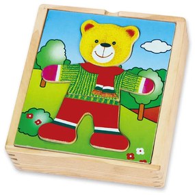 Dřevěné oblékací puzzle Viga Medvídek chlapec