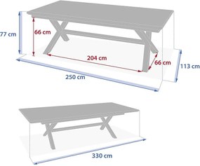 DEOKORK Hliníkový stůl BERGAMO 250/330 cm (efekt dřeva)