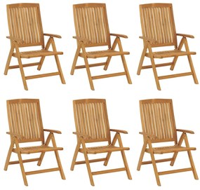 Polohovací zahradní židle s poduškami 6 ks masivní teak - Default Title