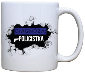 Super plecháček Keramický hrnek s potiskem diagnóza policistka Objem a motiv: 200 ml bílý uvnitř