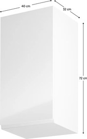 Horní skříňka, bílá / bílý extra vysoký lesk, levá, AURORA G40