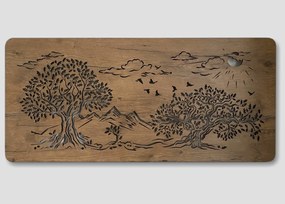 Li-Go "Tři duby" světelný obraz s baterií 110x50cm varianta: ovládání na obraze bez dálkového ovladače, provedení: bříza