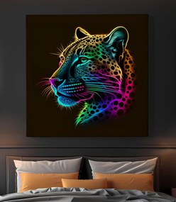 Obraz na plátně - Barevný zářící Gepard FeelHappy.cz Velikost obrazu: 80 x 80 cm