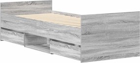 Rám postele s hlavovým a nožním čelem šedý sonoma 75 x 190 cm 3203822