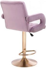LuxuryForm Barová židle  BOSTON VELUR na zlatém talíři - fialový vřes